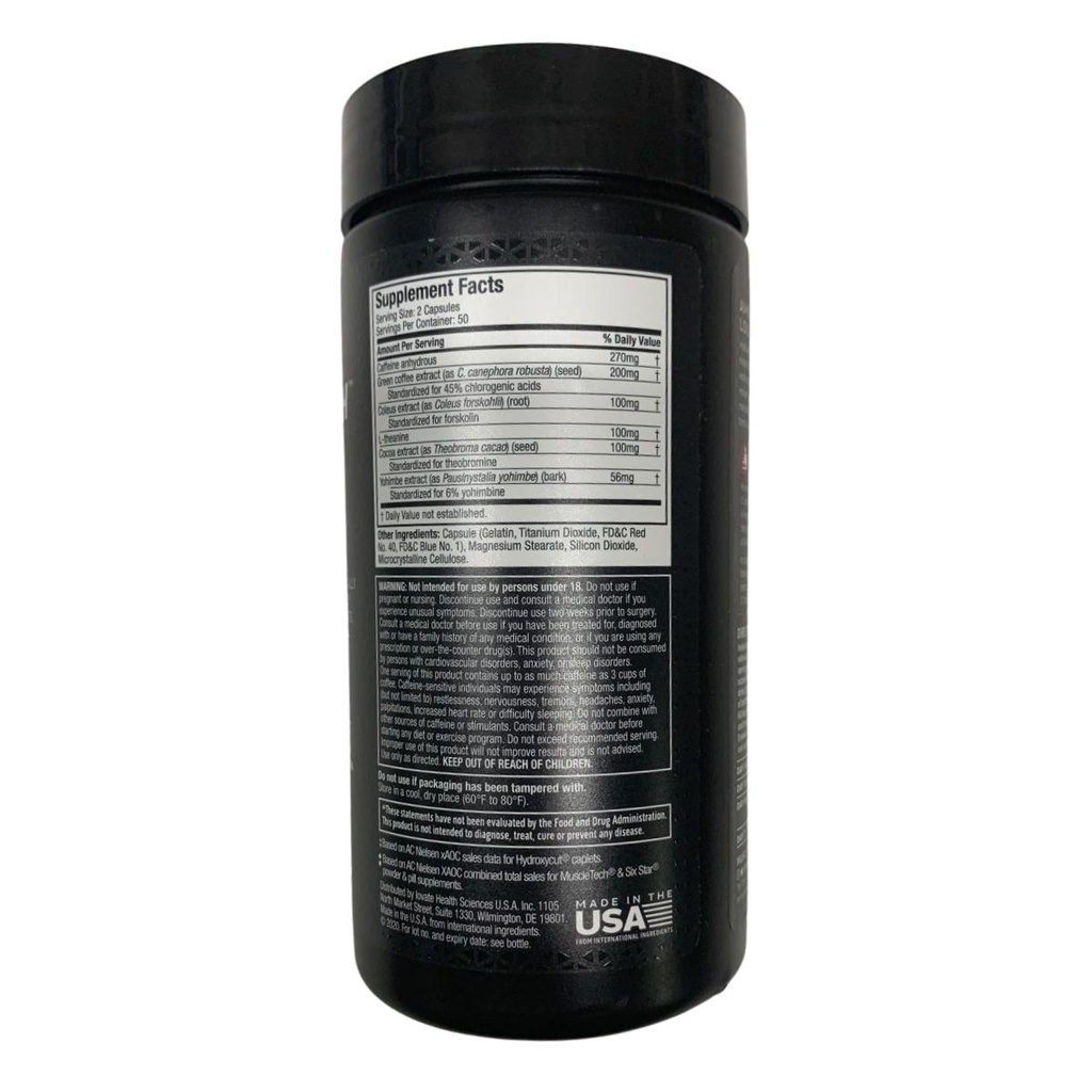 Suplemento en cápsulas MuscleTech Hydroxycut Hardcore Elite 100 | Score ...